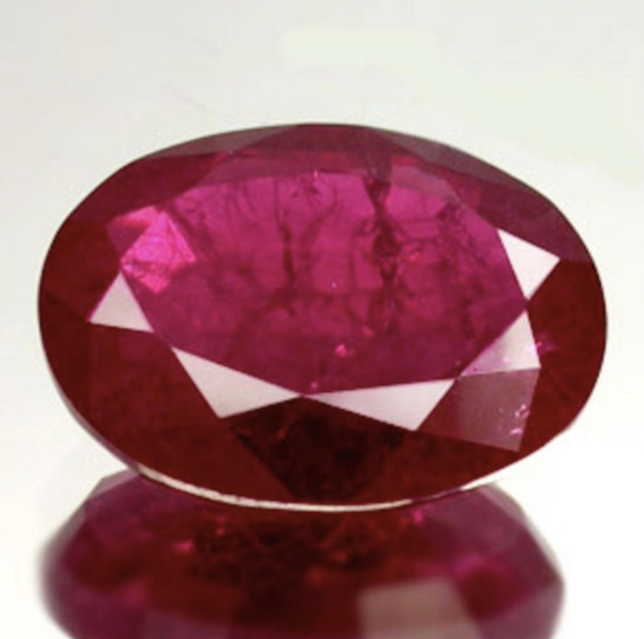 Lab Created Ruby With Visible Inclusions Oval Faceted Loose Gemstones ...