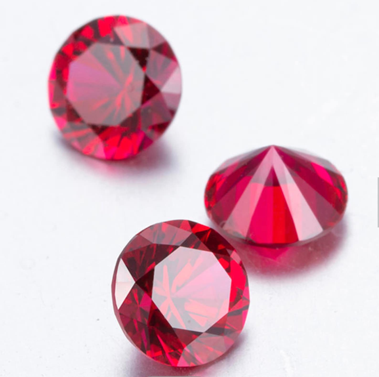 Lab Created Pulled Czochralski Ruby AAAAA Round Faceted Loose Stones for Jewelry Makings, July ...