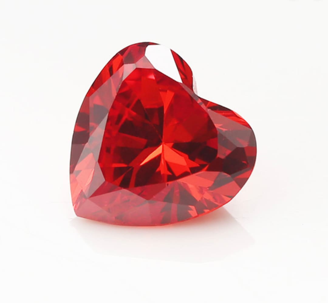 Orange CZ Diamond AAA Stones, Heart Faceted Cubic Zirconia Crystal ...
