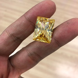Canary Yellow CZ Diamond Stones, Baguette Cubic Zirconia Crystal ...