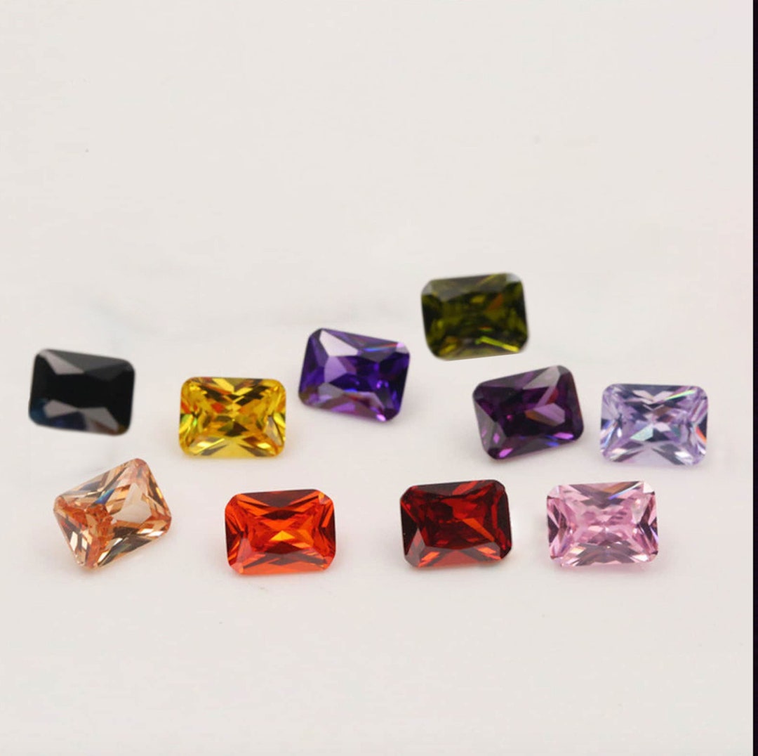 Loose Multi-color CZ Diamond AAA Stones, Octagon Faceted Cubic Zirconia ...