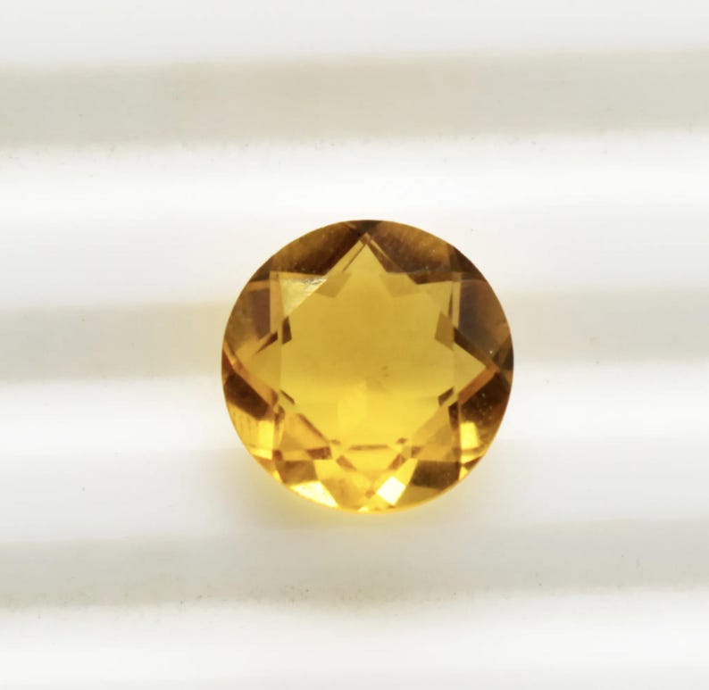 Lab Created Yellow Citrine Quartz Round Faceted Loose Stones for ...