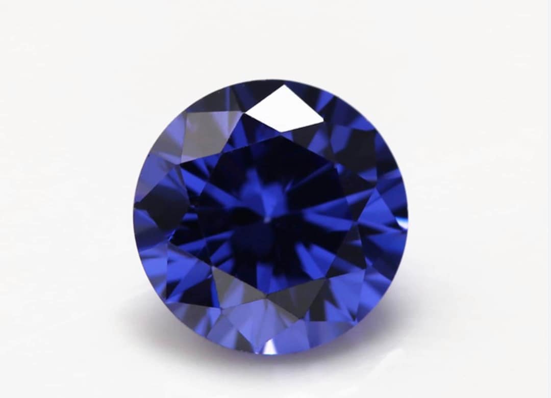 Loose Round Faceted Blue Sapphire Corundum Stone, Lab Created Sapphire ...