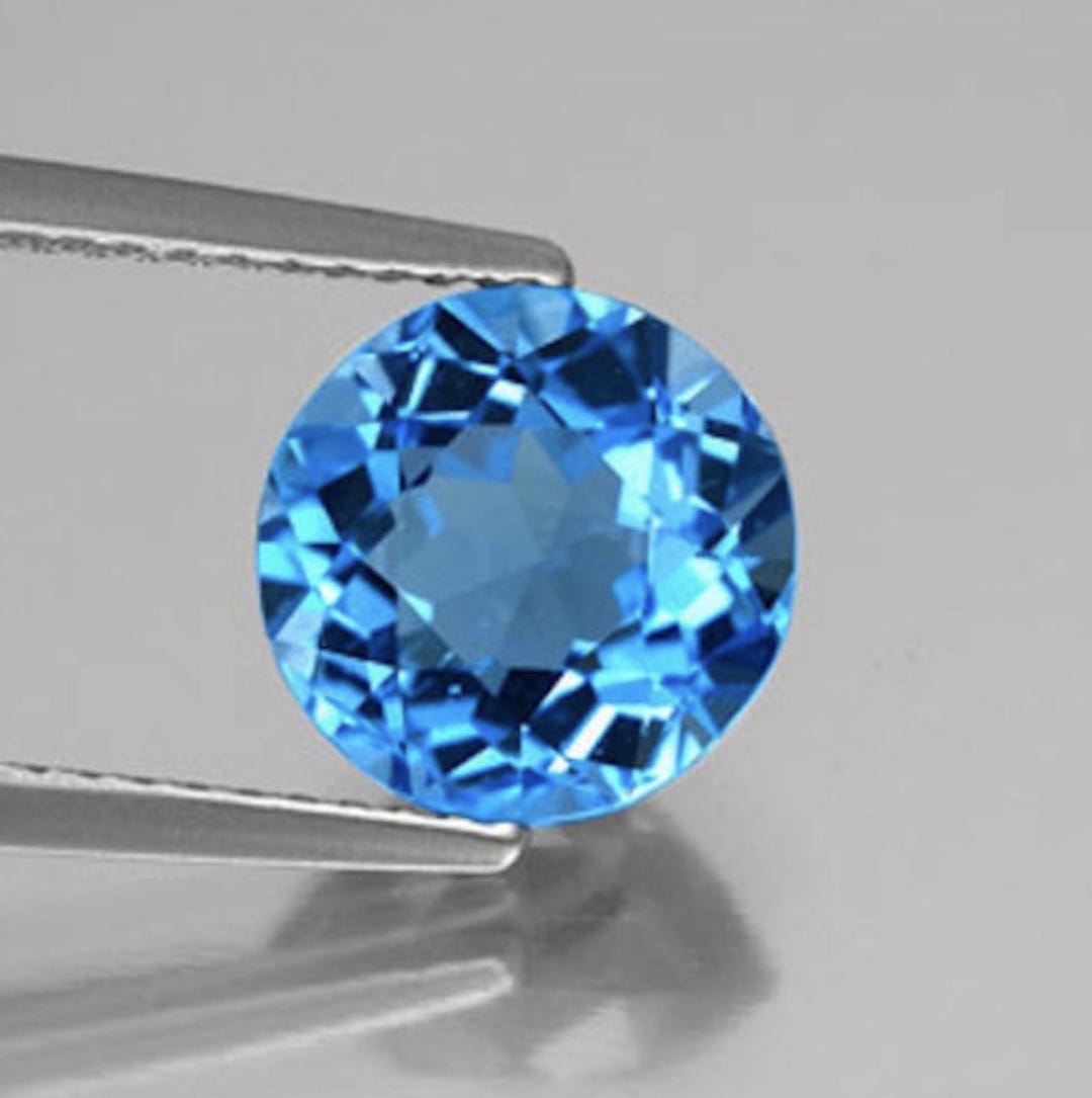 Faceted Loose Swiss Blue Topaz Stone, Round Faceted Natural Topaz ...