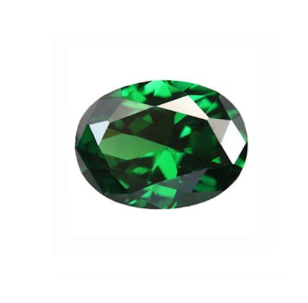 Loose Emerald Green CZ Diamond AAA Stones, Oval Faceted Cubic Zirconia ...