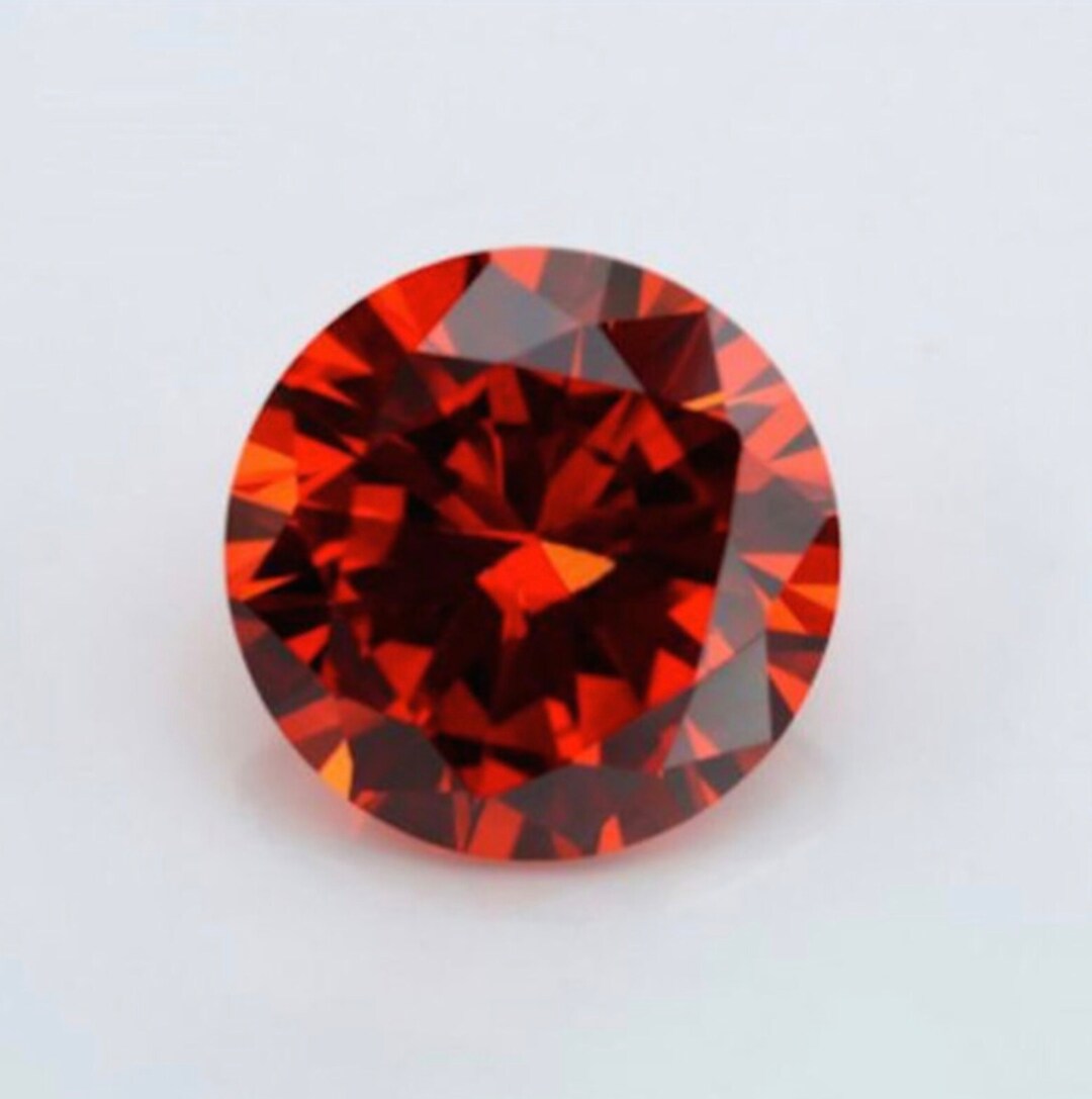 Orange CZ Diamond AAA Stones, Round Faceted Cubic Zirconia Crystal ...