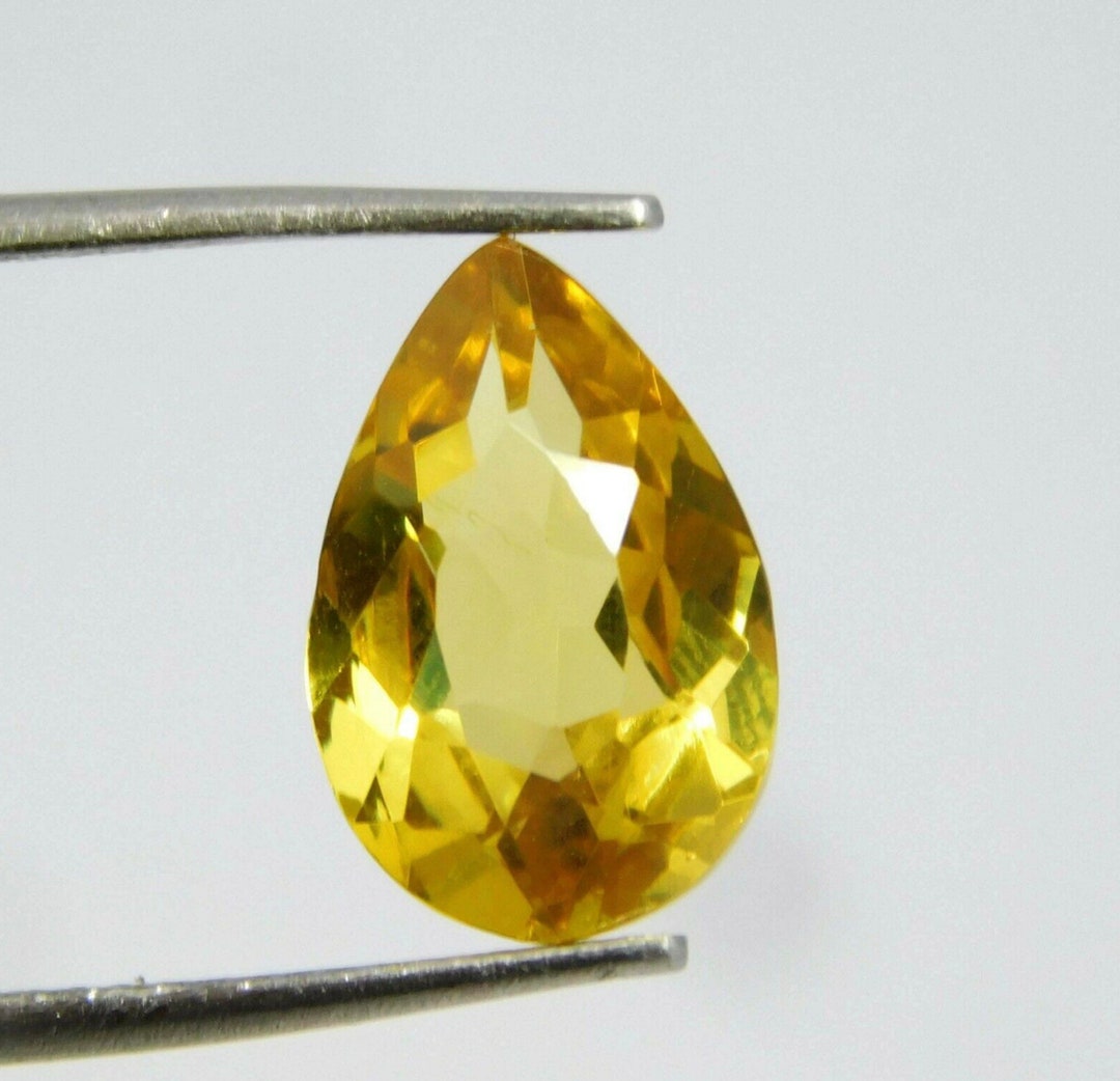 Lab Created Yellow Sapphire Corundum Pear Faceted Loose Gemstones ...