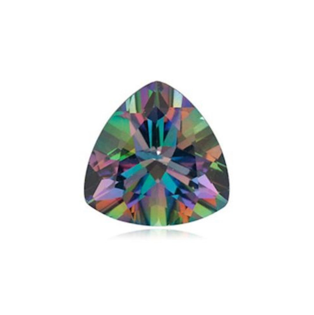 Natural Mystic Green Topaz Gemstone, Trillion Faceted Loose Topaz Stone ...