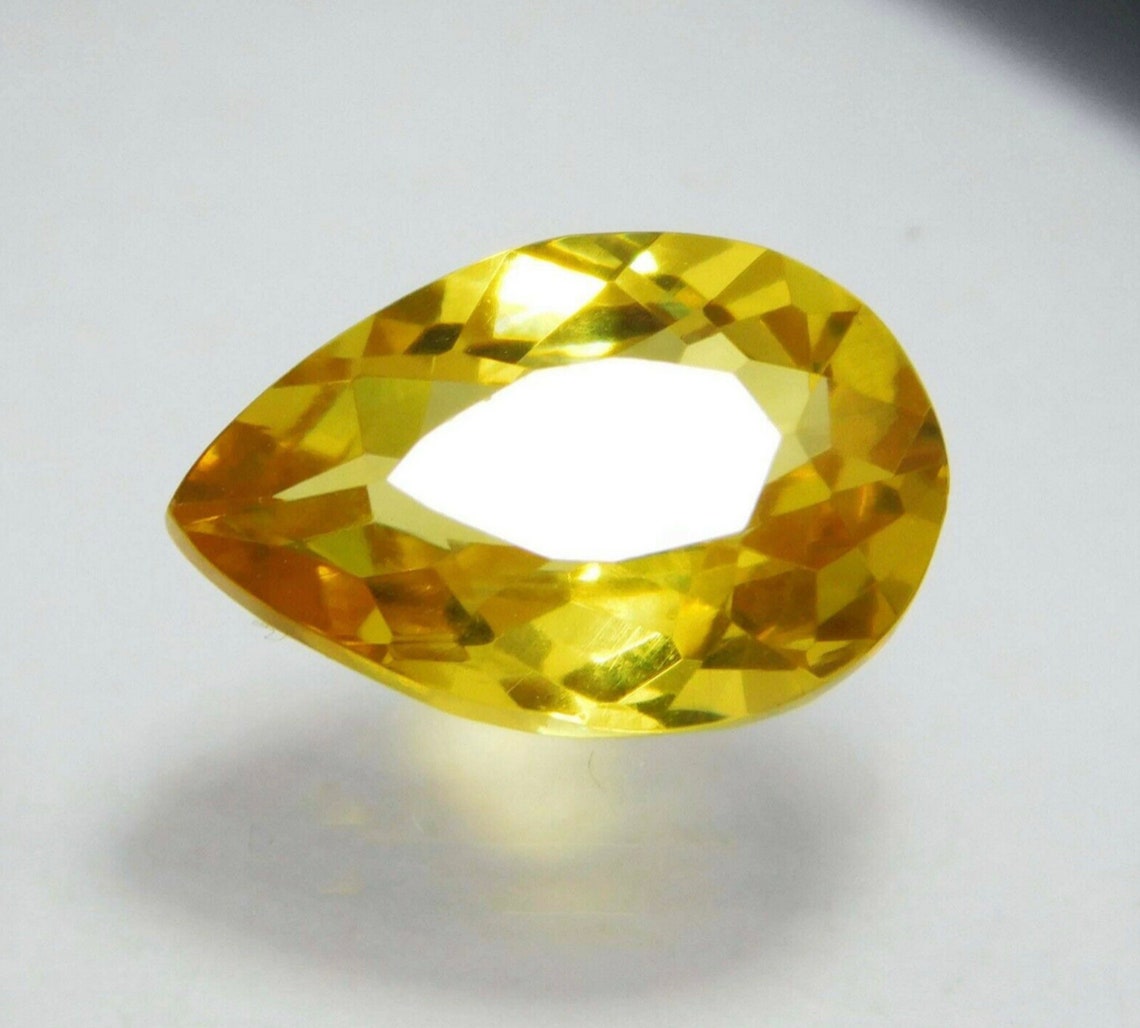 Lab Created Yellow Sapphire Corundum Pear Faceted Loose Gemstones ...