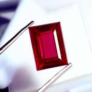 Lab Created Pulled Czochralski Ruby AAAAA Baguette Faceted Loose Stones for Jewelry Makings ...