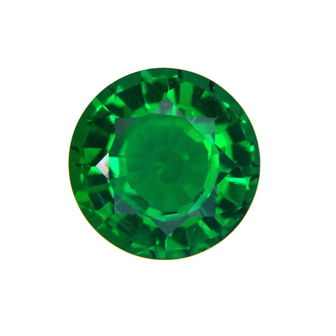 Loose Round Faceted Green Hydrothermal Emerald Stones, Lab-created ...