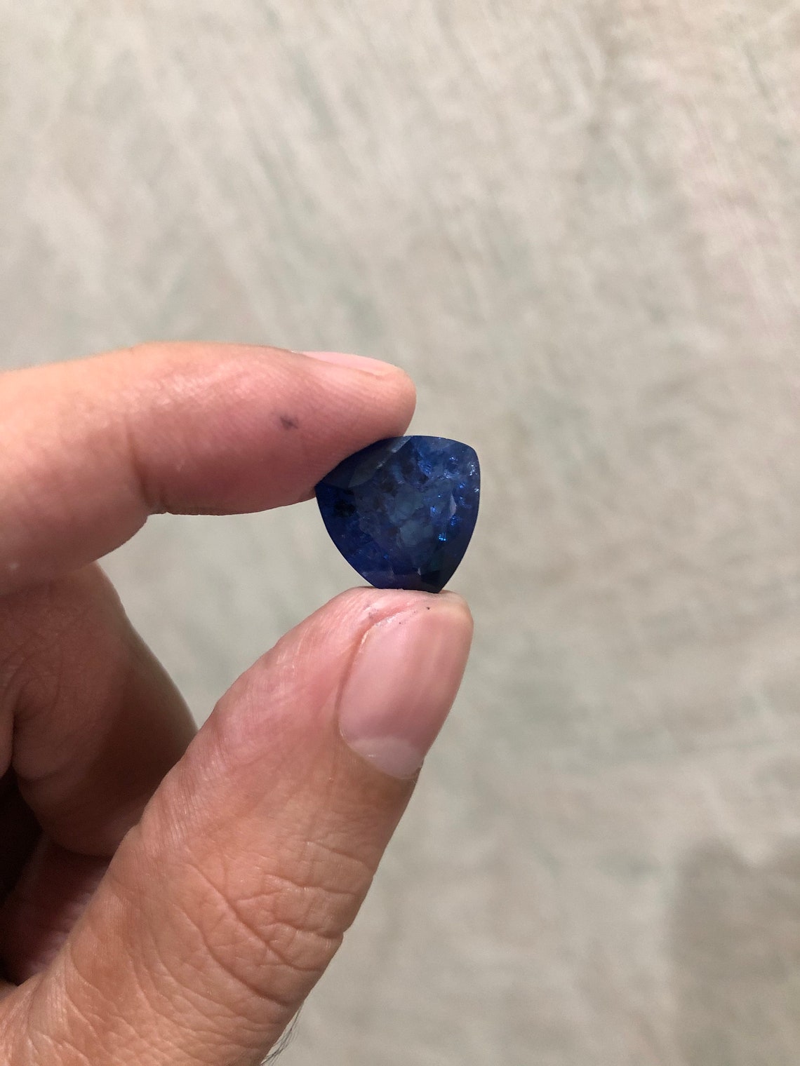 Lab Created Blue Sapphire With Visible Inclusions Trillion - Etsy