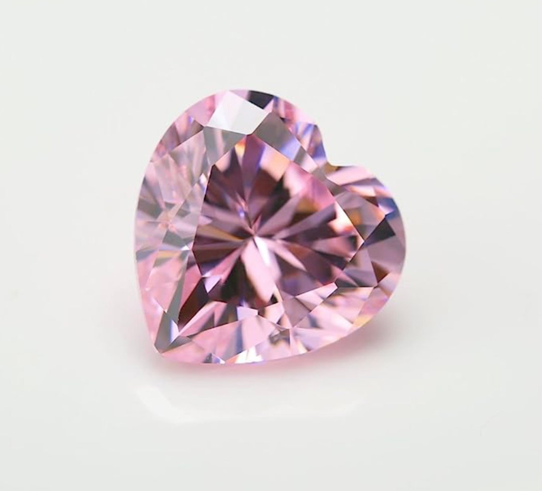 Pink CZ Diamond AAA Stones, Heart Faceted Cubic Zirconia Crystal ...