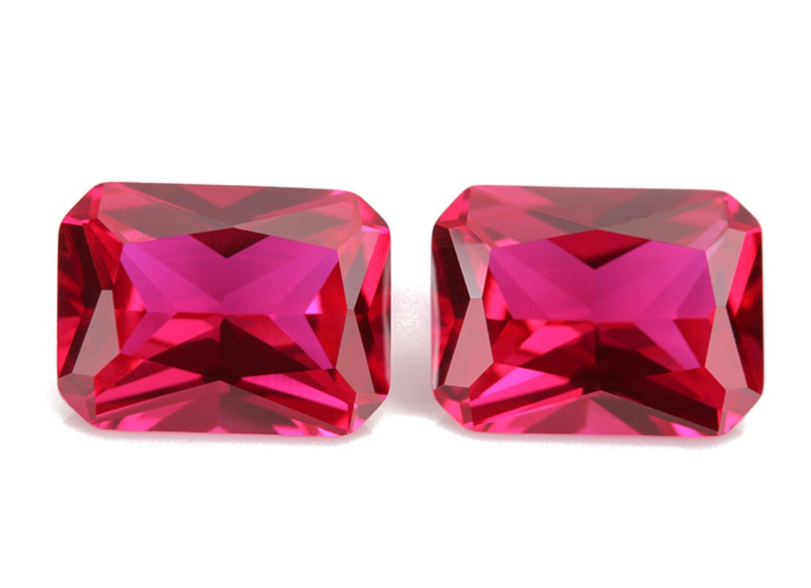 Loose Octagon Faceted Ruby Corundum Gems, Lab Created Ruby Stones for Engagement Ring, Ruby ...
