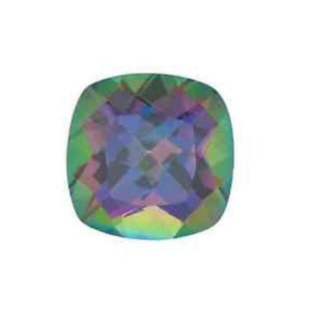 Natural Mystic Green Topaz Gemstone, Cushion Faceted Loose Topaz Stone ...