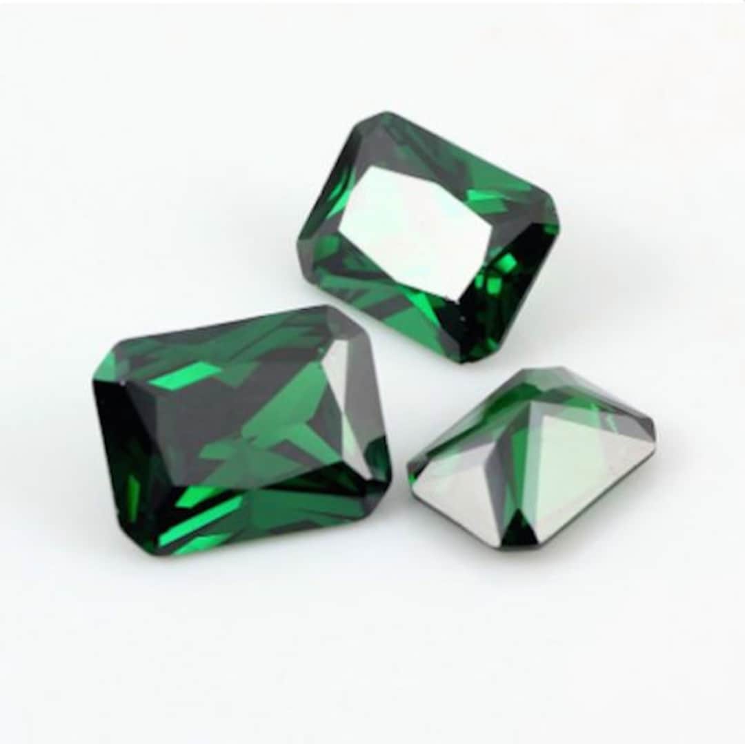 Emerald Green CZ Diamond AAA Stones, Octagon Faceted Cubic Zirconia ...