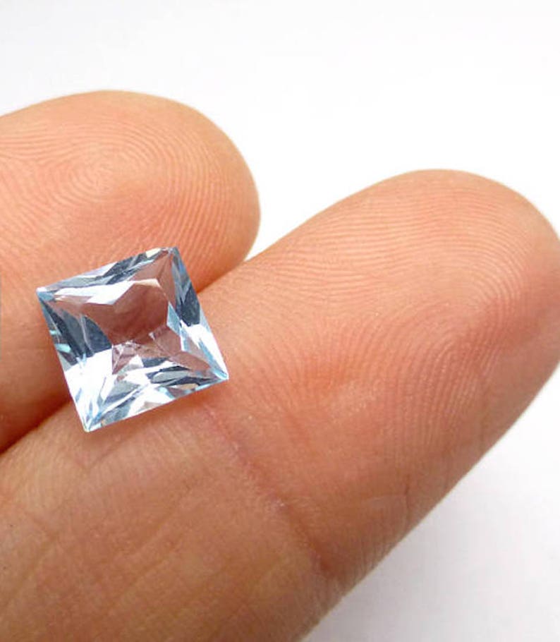 Natural Genuine Sky Blue Topaz Square Princess Faceted Loose Gemstones ...