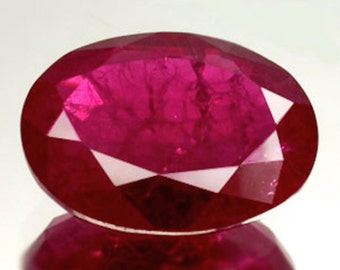 Loose Round Faceted Ruby With Visible Inclusions, Lab Created Ruby ...