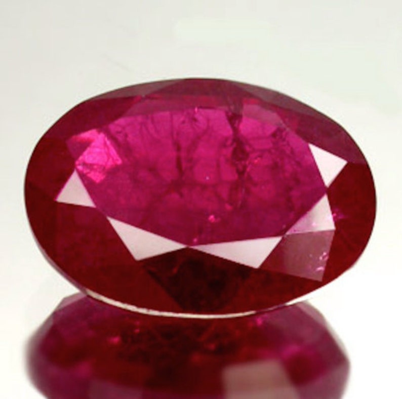 Loose Oval Faceted Ruby With Visible Inclusions Lab Created - Etsy