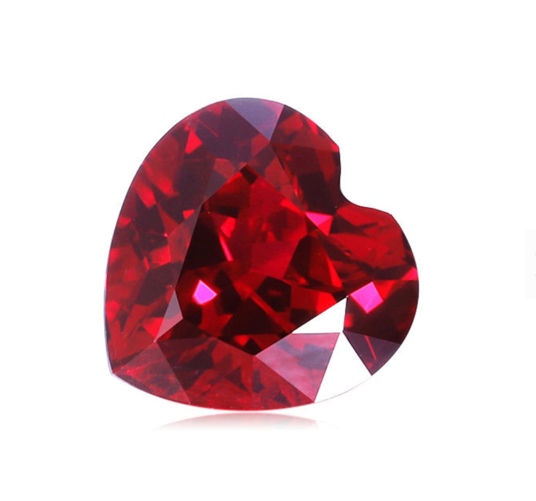 Lab Created Pulled Czochralski Ruby AAAAA Heart Faceted Loose Stones ...