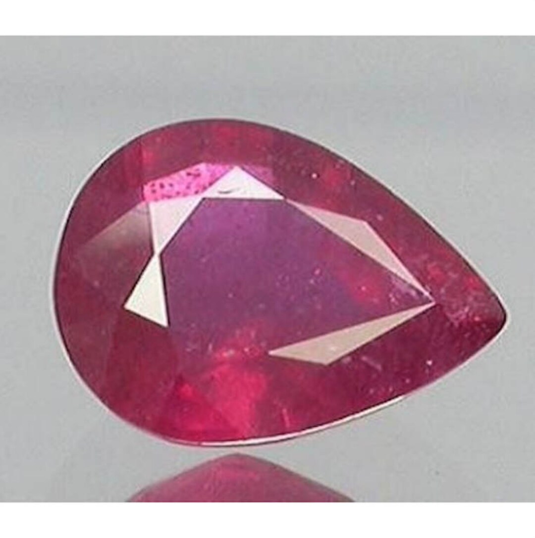 Loose Pear Faceted Ruby With Visible Inclusions, Lab Created Ruby ...