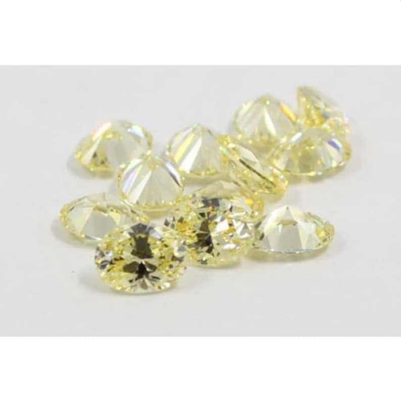 Canary Yellow CZ Diamond Stones Oval Cubic Zirconia Crystal - Etsy