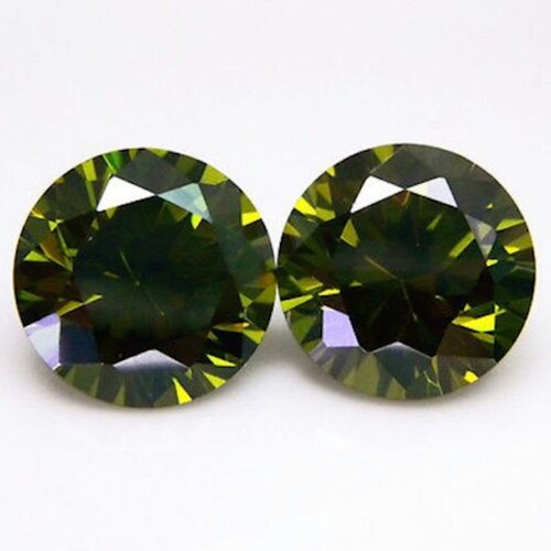 Grass Green CZ Diamond AAA Stones Round Faceted Cubic - Etsy
