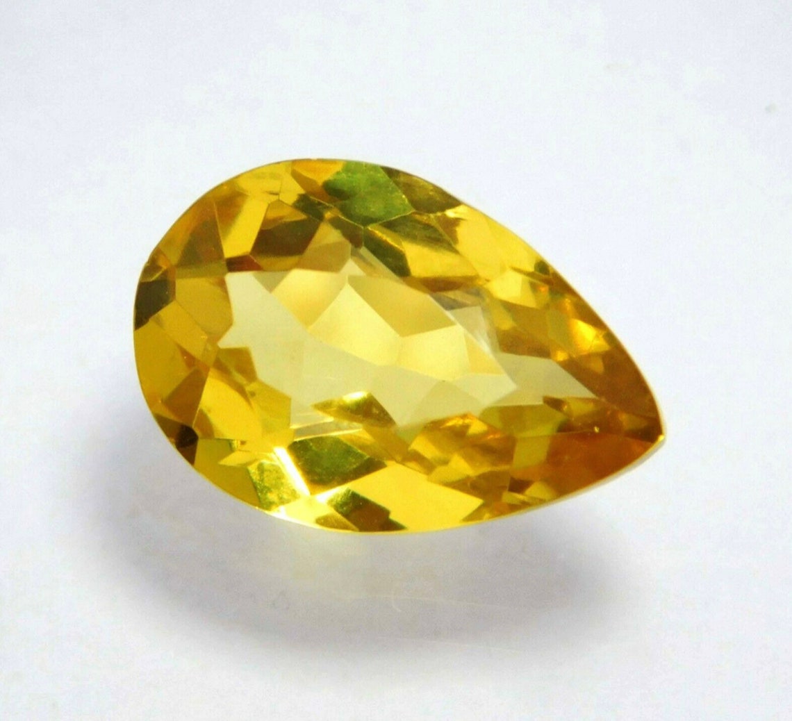 Lab Created Yellow Sapphire Corundum Pear Faceted Loose Gemstones ...