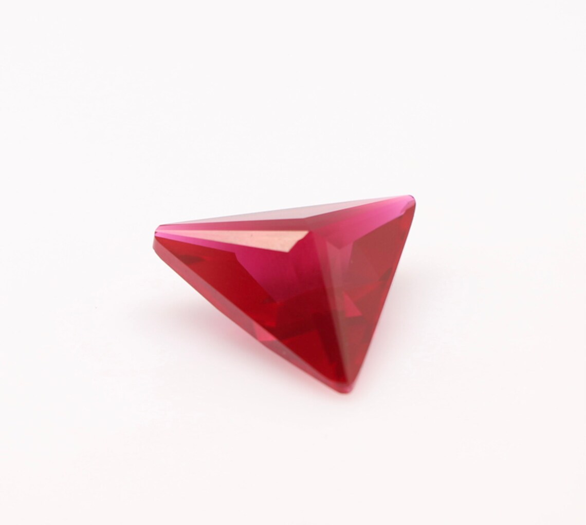 Lab Created Ruby Corundum Triangle Faceted Loose Gemstones, July ...