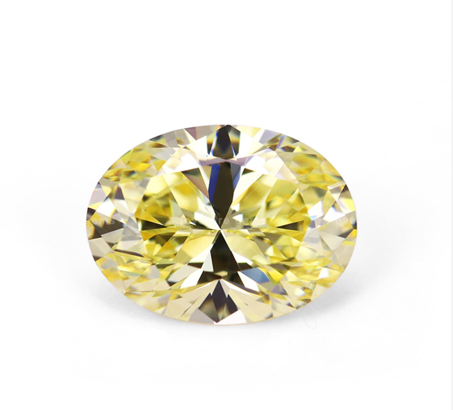 Canary Yellow CZ Diamond Stones, Oval Cubic Zirconia Crystal Diamond ...