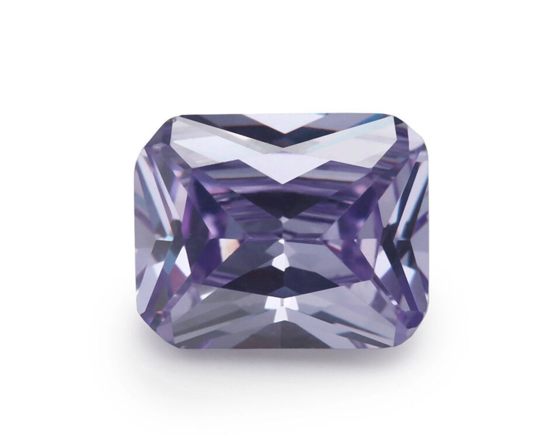Lavender CZ Diamond AAA Stones, Octagon Faceted Cubic Zirconia Crystal ...
