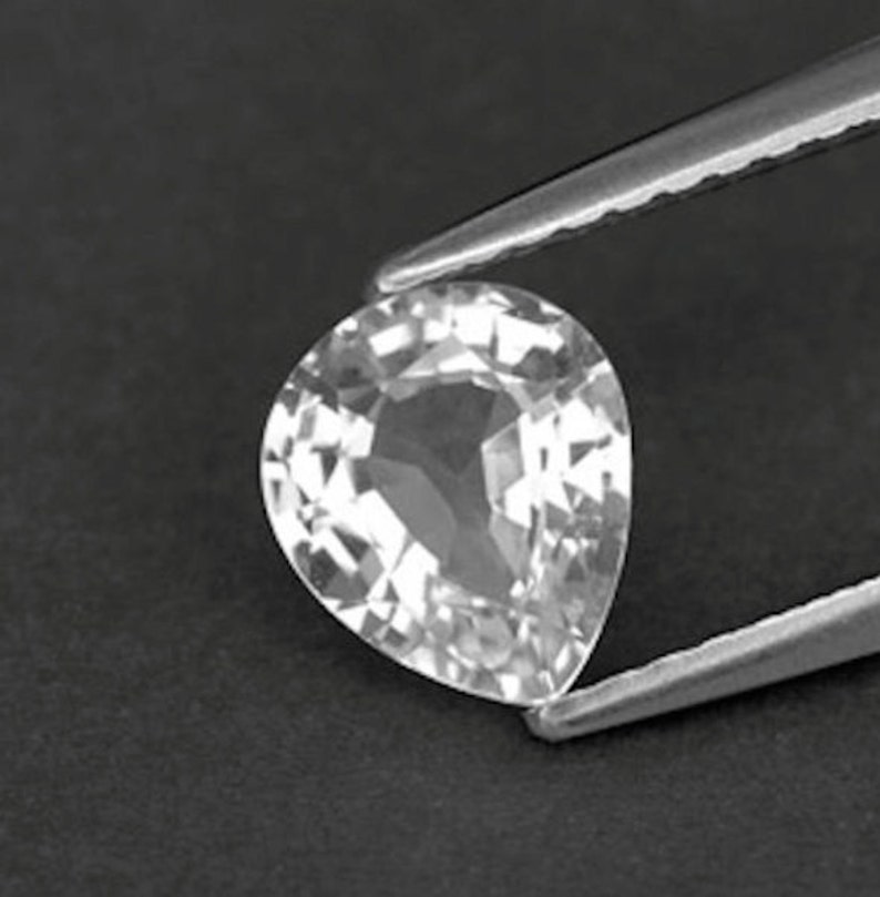 Genuine Natural White Sapphire Pear Faceted Loose Gemstones - Etsy
