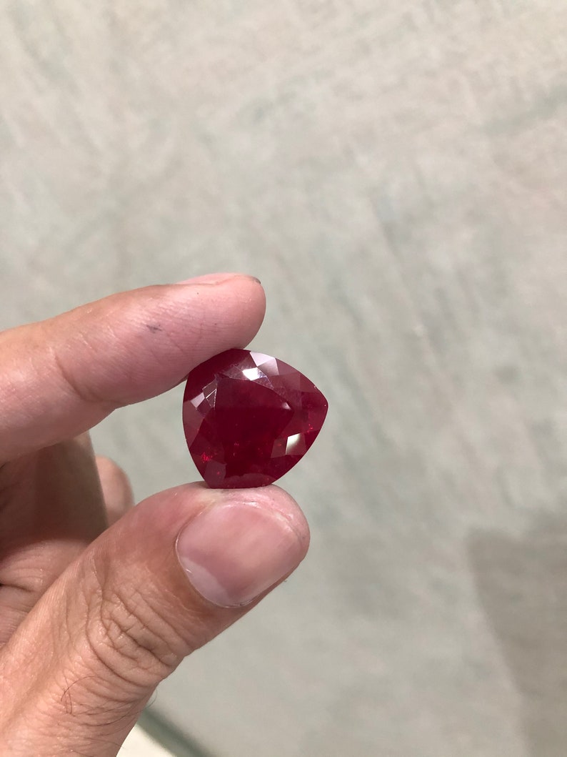 Loose Trillion Faceted Ruby With Visible Inclusions Lab - Etsy