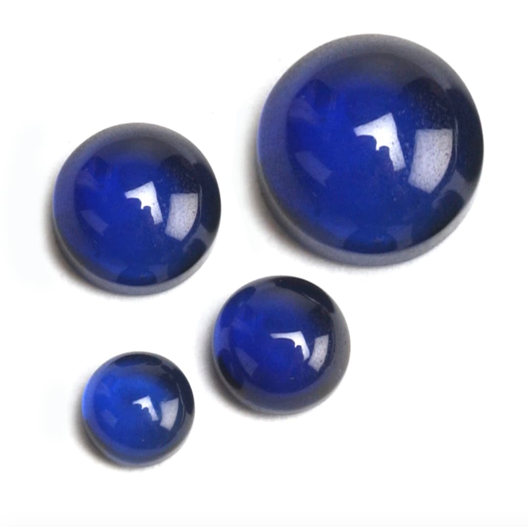 Loose Round Cabochon Blue Sapphire Corundum Stone, Lab Created Sapphire ...