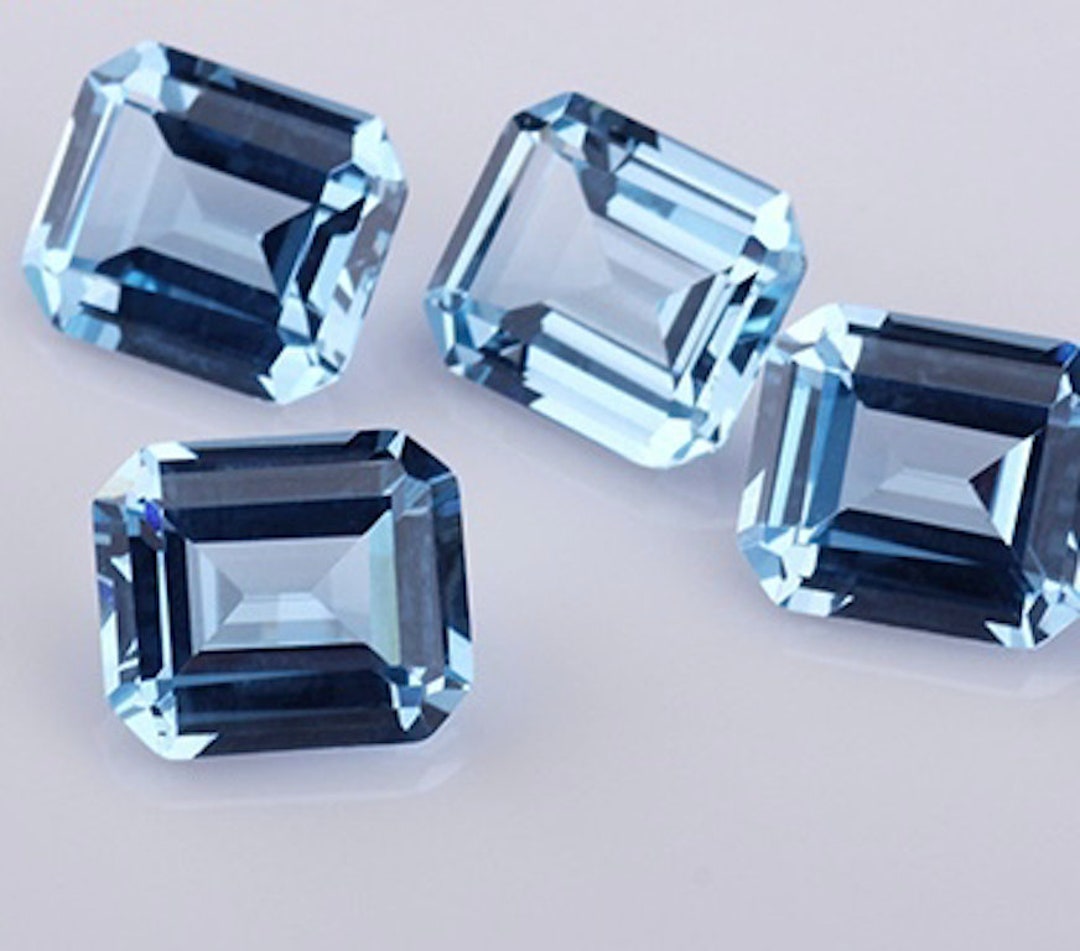 Lab Created Aquamarine Spinel AAA Octagon Faceted Loose Gemstones for ...