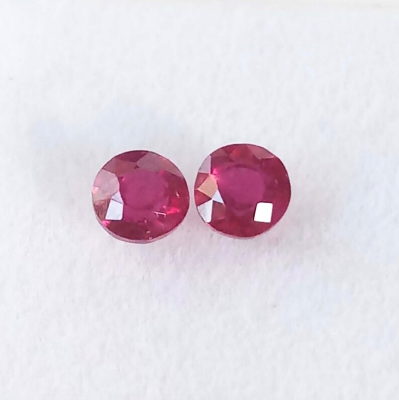 Natural Ruby Glass Filled Round Faceted Loose Gemstones 4mm - Etsy
