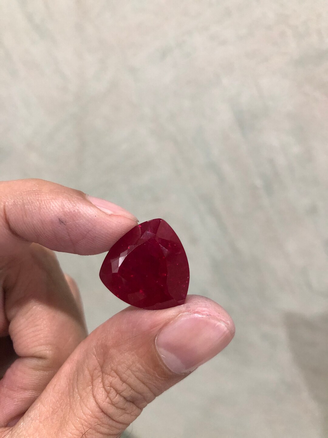 Loose Trillion Faceted Ruby With Visible Inclusions Lab - Etsy