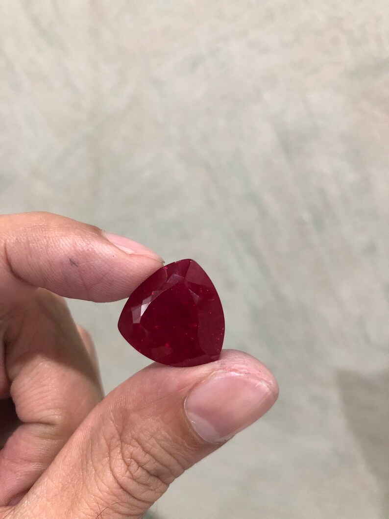 Loose Trillion Faceted Ruby With Visible Inclusions Lab - Etsy