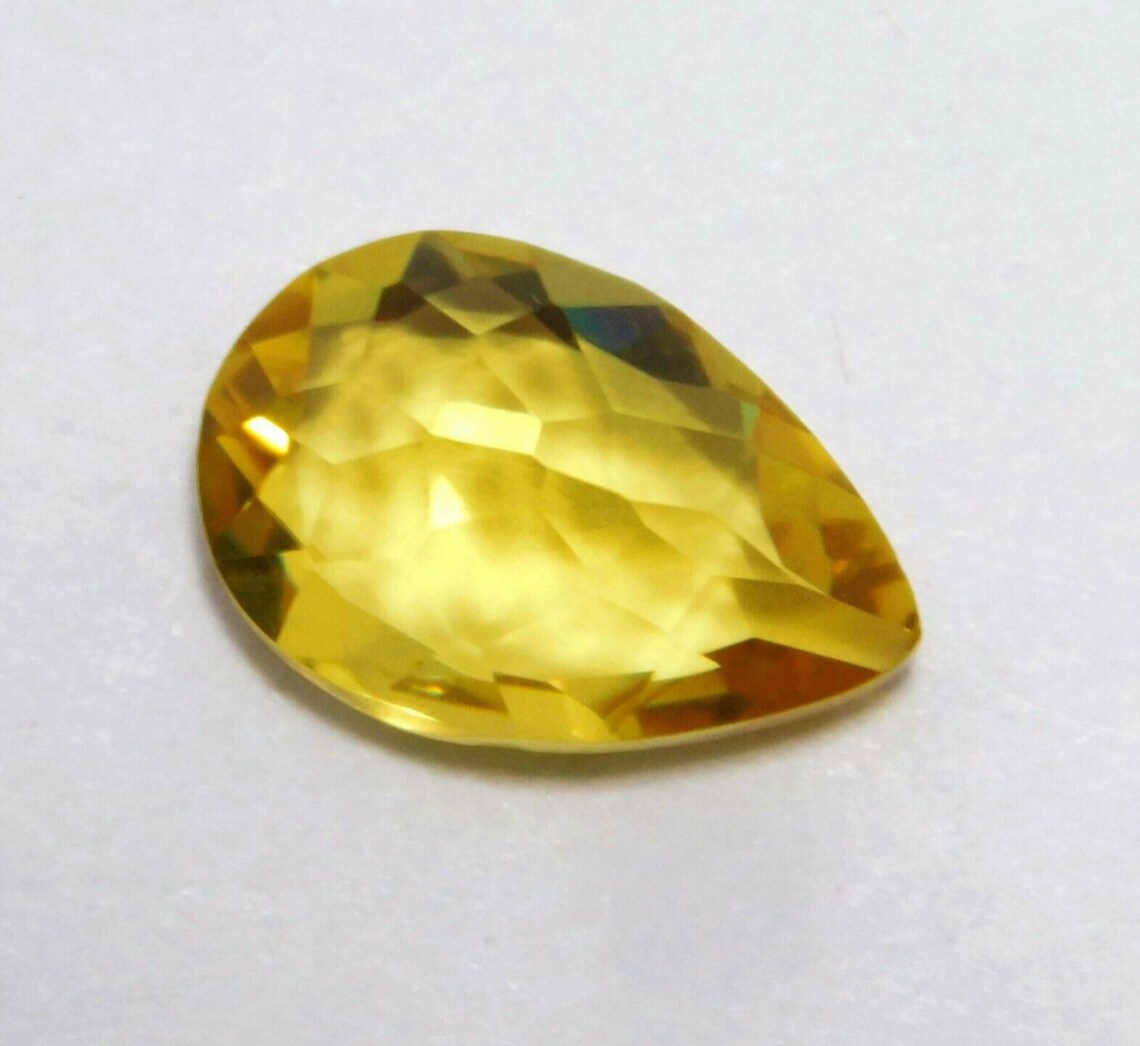 Lab Created Yellow Sapphire Corundum Pear Faceted Loose Gemstones ...
