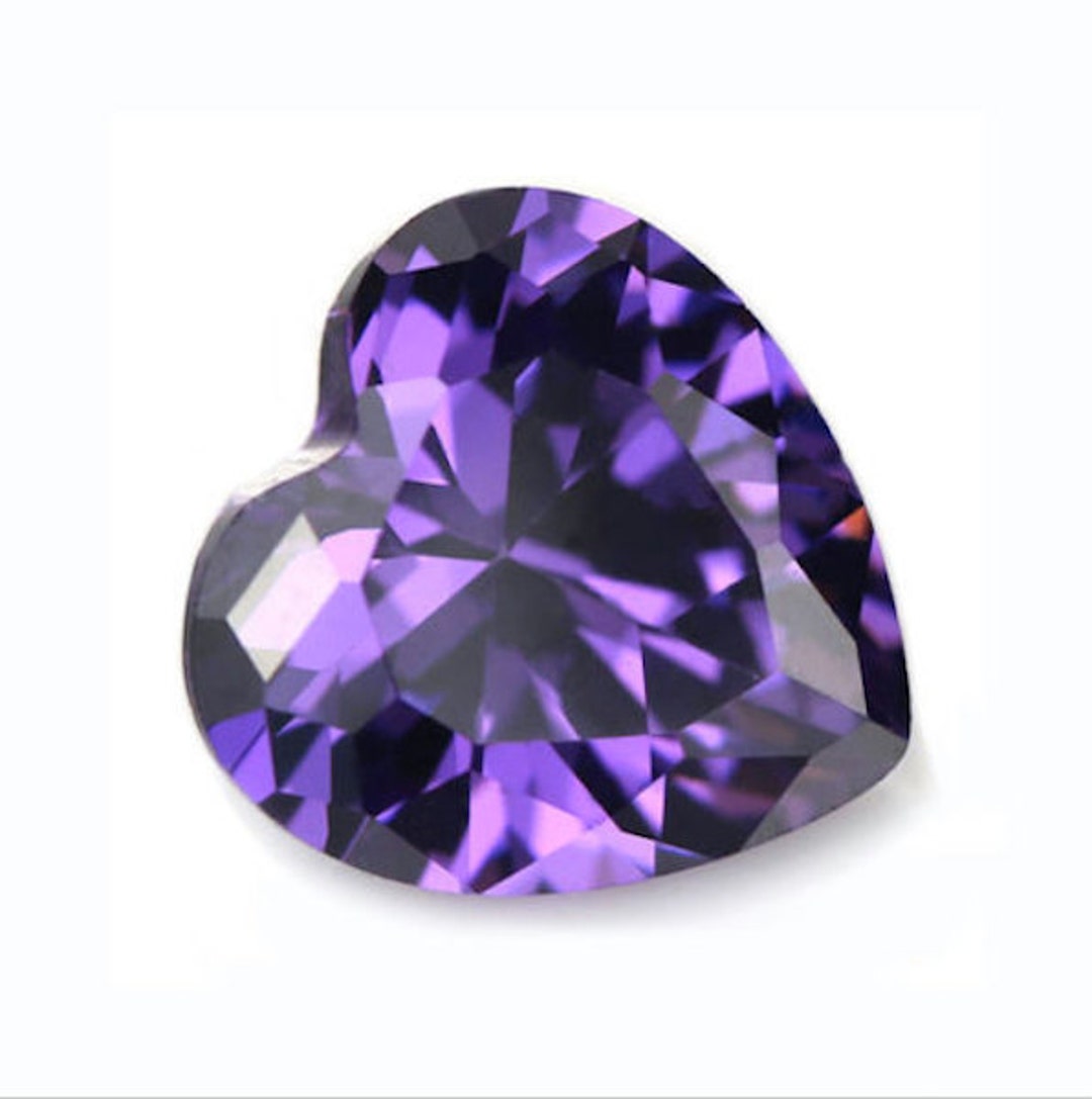 Amethyst CZ Diamond AAA Stones, Heart Faceted Cubic Zirconia Crystal ...