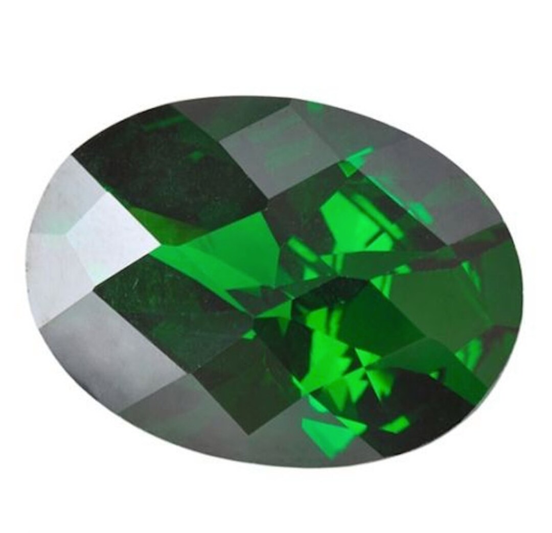 Loose Oval Checkerboard Faceted Green Hydrothermal Emerald Stones, Lab ...