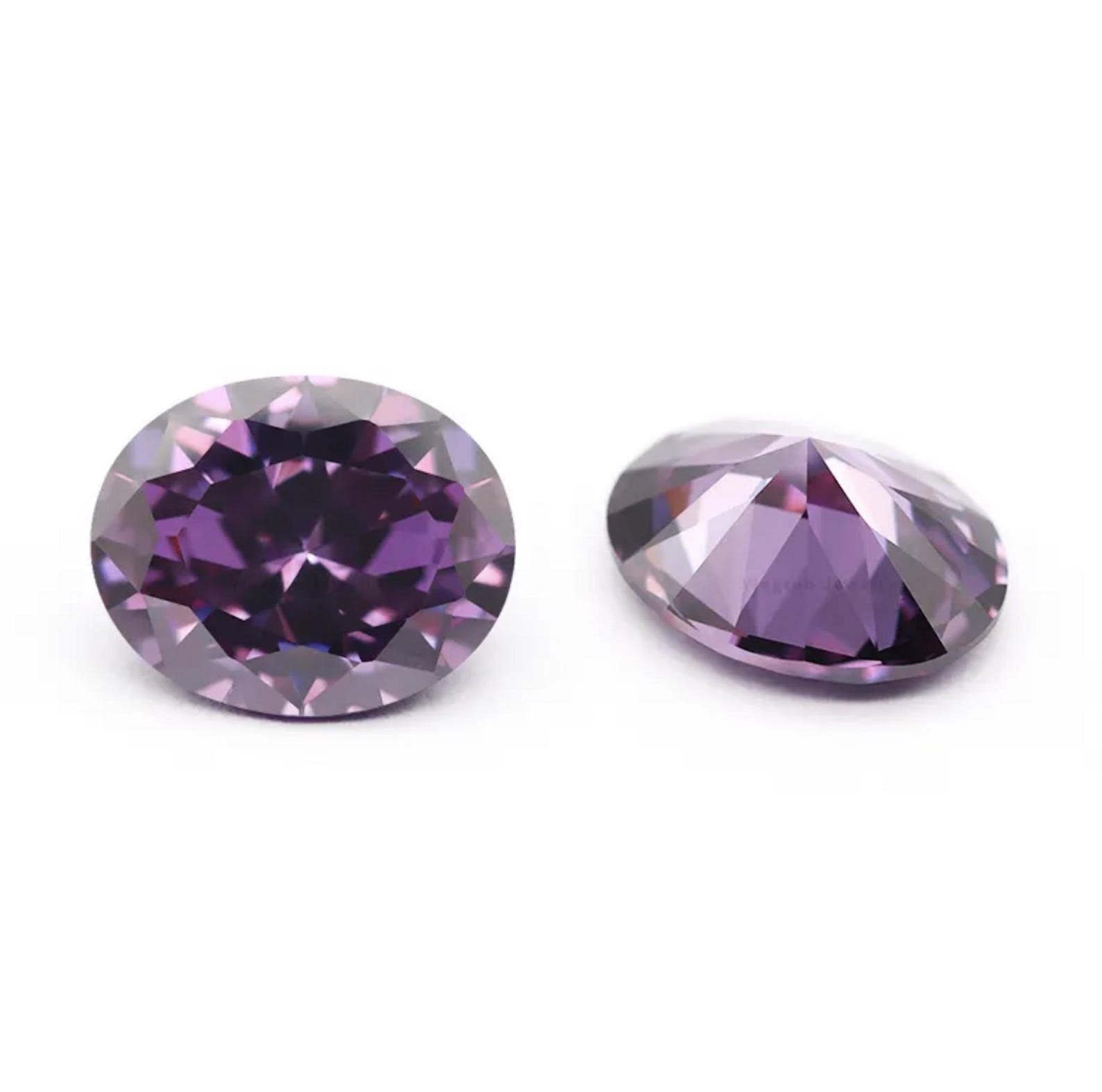 Amethyst CZ Diamond AAA Stones, Oval Faceted Cubic Zirconia Crystal ...