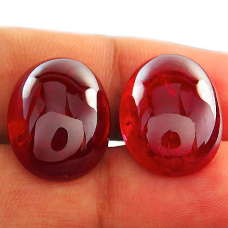 Loose Oval Cabochon Ruby With Visible Inclusions Lab Created - Etsy