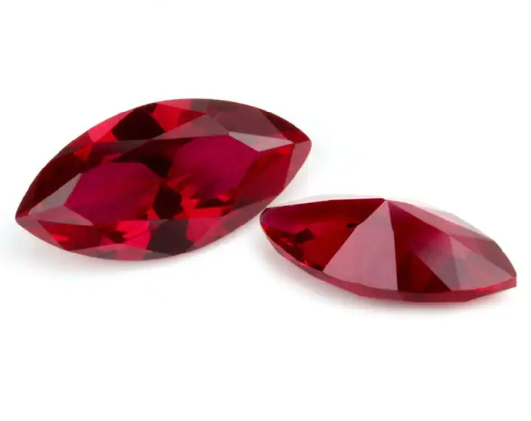 Lab Created Ruby Corundum, Loose Marquise Faceted Pigeon Blood Ruby ...