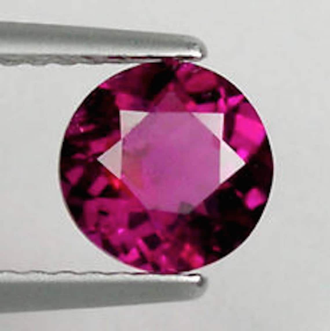 Natural Genuine Rubellite Tourmaline Round Faceted Loose Stone | Etsy