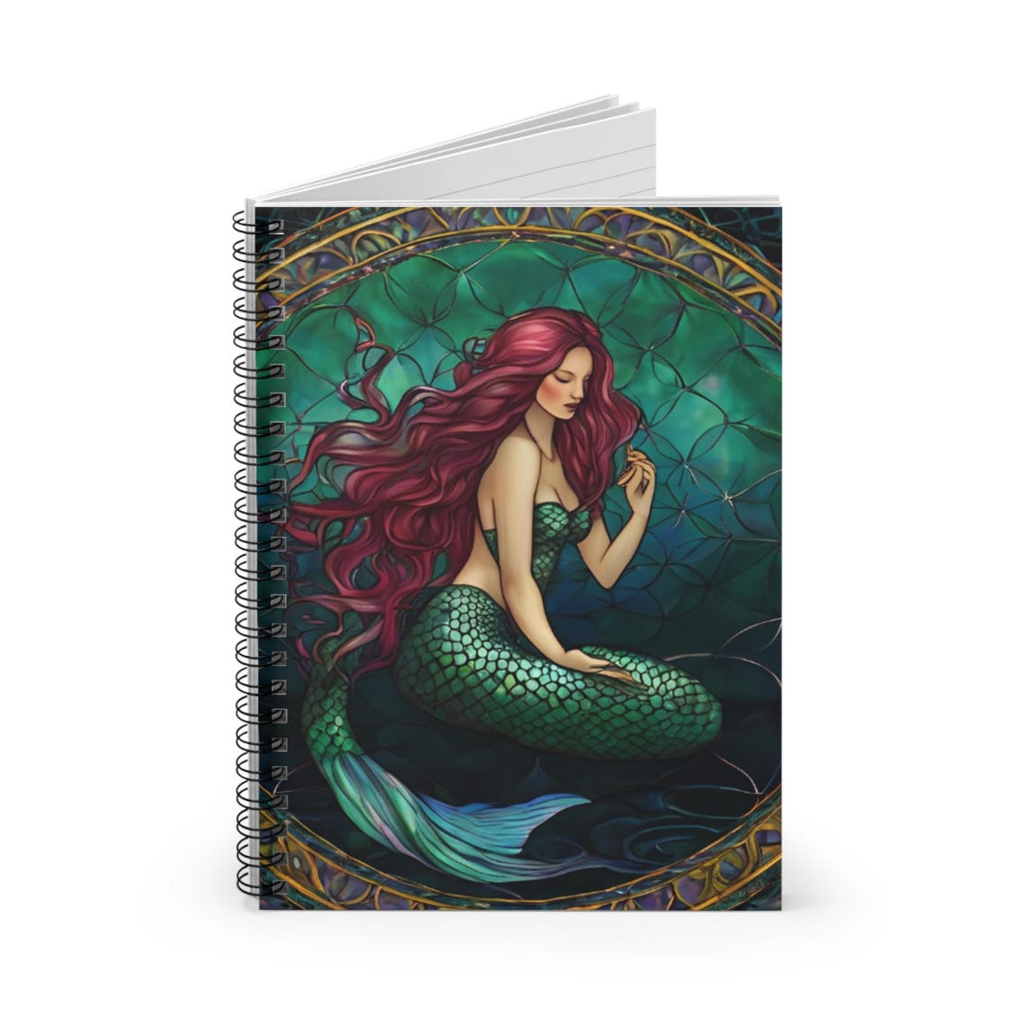 Siren Mermaid Dark Green Spiral Notebook Ruled Line - Etsy