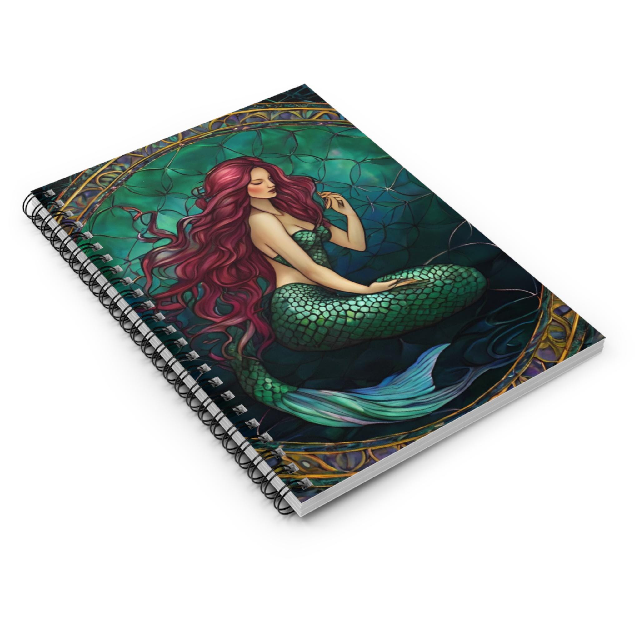 Siren Mermaid Dark Green Spiral Notebook Ruled Line - Etsy