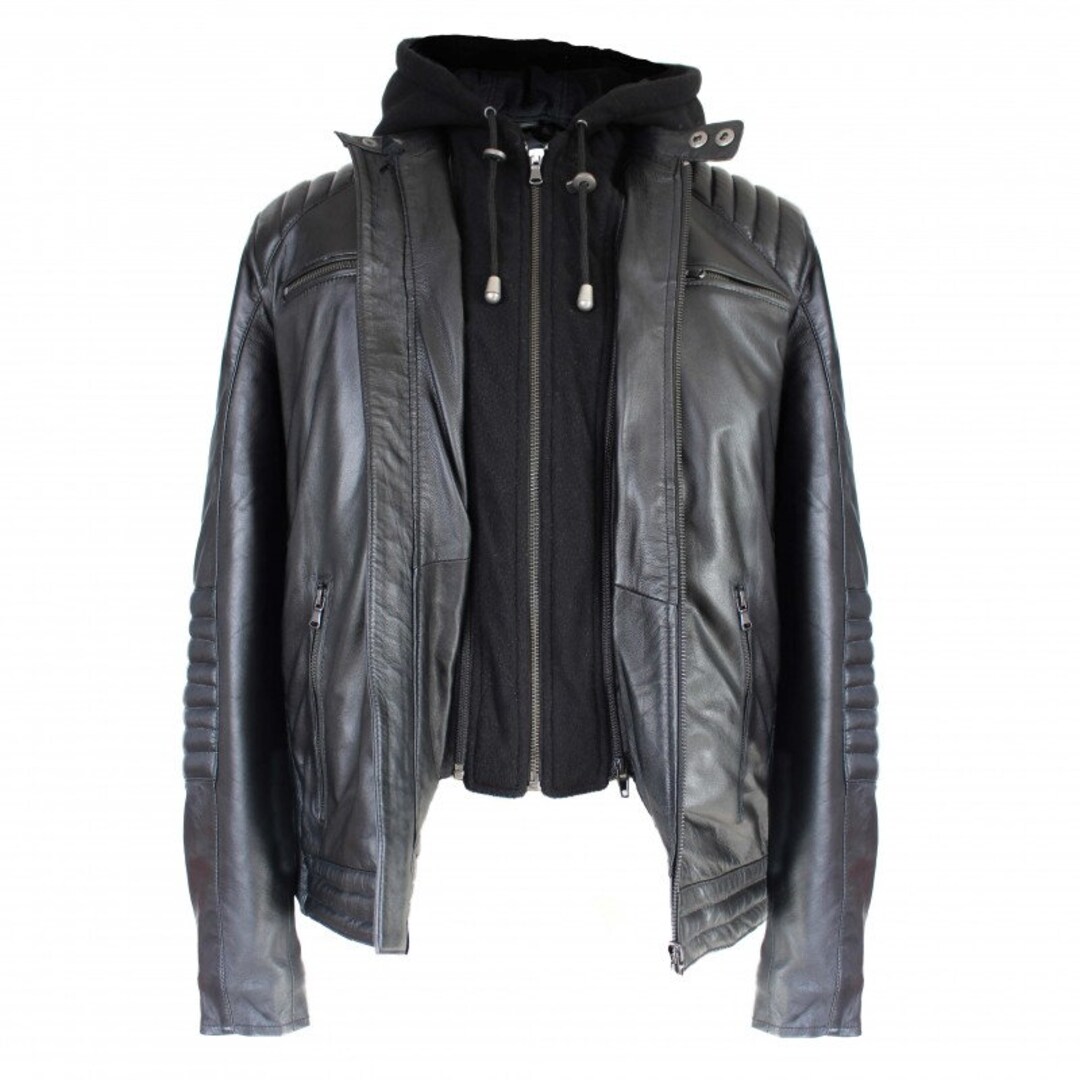 Zerimar BANDO Leather Jacket With Removable Hood - Etsy