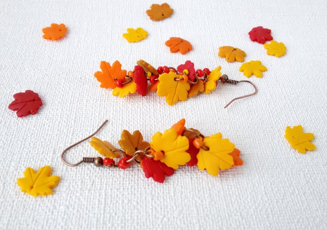 Autumn Leaves Jewelry Fall Leaf Earrings Dangle Orange Maple | Etsy