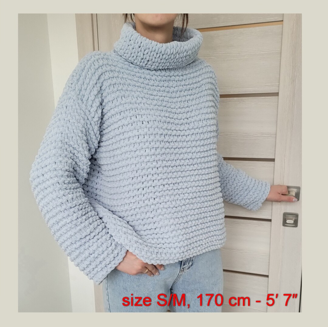 Chunky Knit Sweater Reversible Warm Soft Turtleneck Bulky Knit Oversiz ...